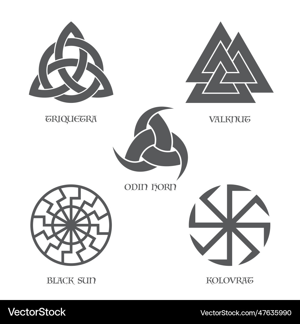 Scandinavian viking symbols set Royalty Free Vector Image