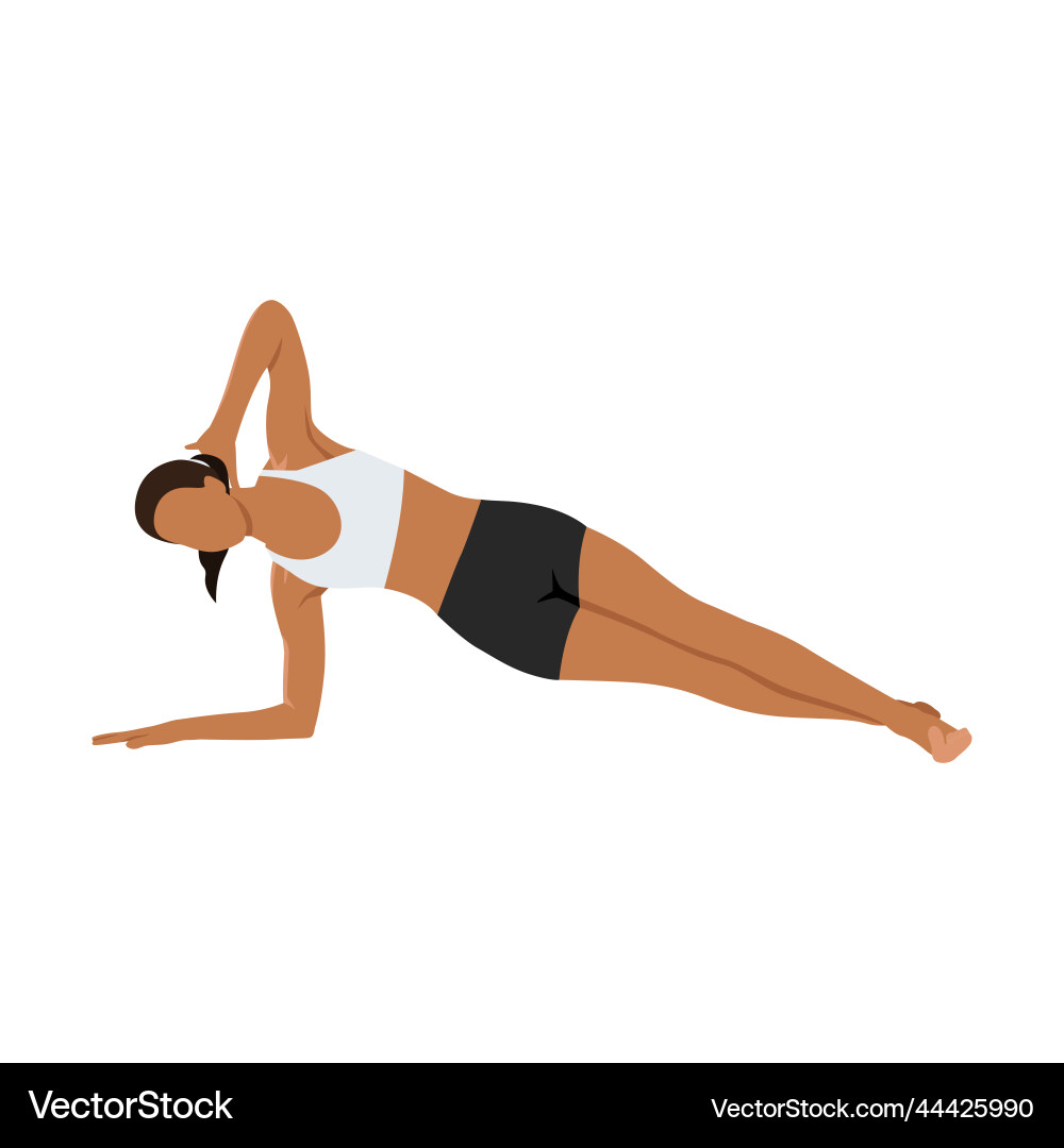 Woman doing side plank with crossed legs exercise Vector Image