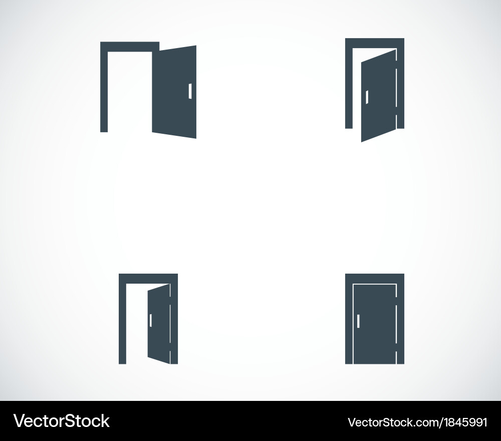 Black door icons set Royalty Free Vector Image