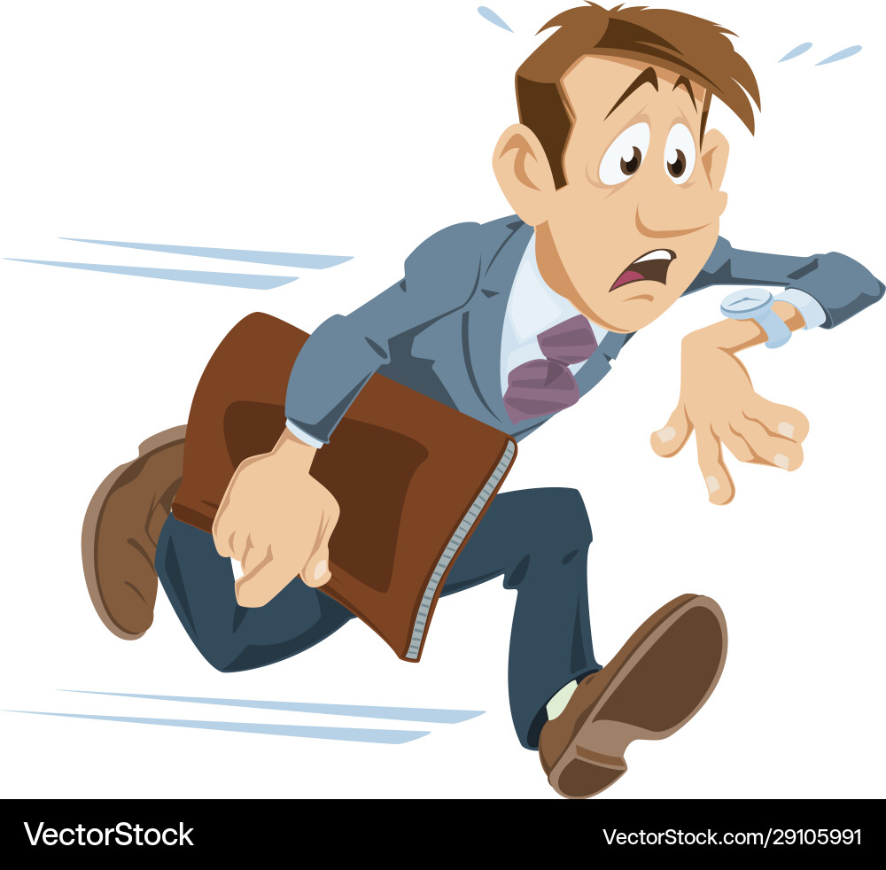 Businessman is late for work Royalty Free Vector Image