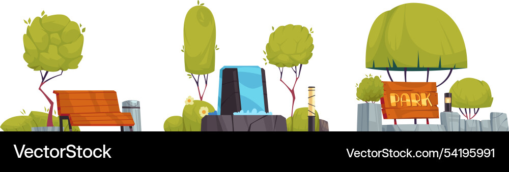 Cartoon nature and park mini set Royalty Free Vector Image