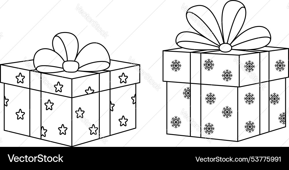 Gift boxes cartoon coloring page christmas and Vector Image