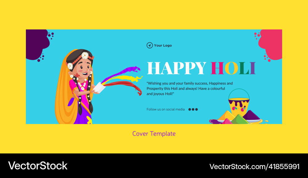 Happy holi cover page design Royalty Free Vector Image