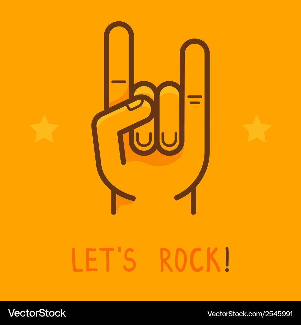 Lets rock banner in outline style Royalty Free Vector Image