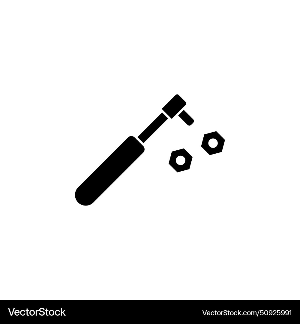 Ratchet wrench and nuts flat icon Royalty Free Vector Image