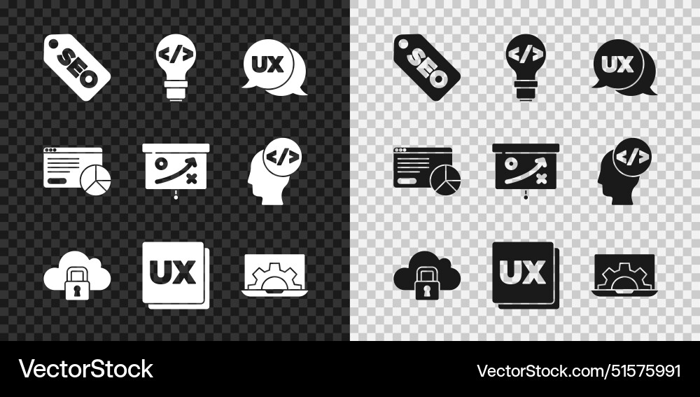 Set seo optimization front end development ui or Vector Image