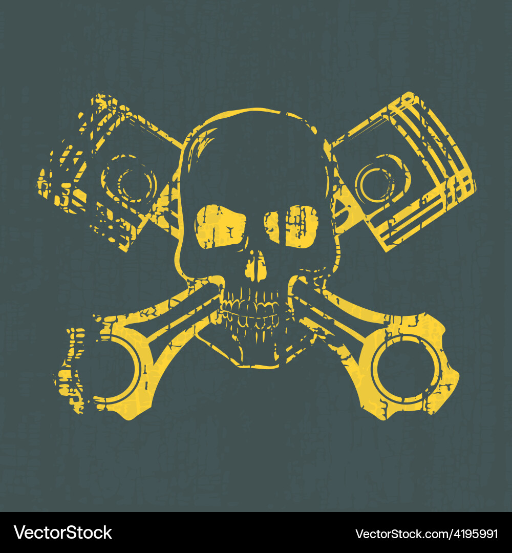 Skull Pistons T-Shirt Graphic Royalty Free Vector Image
