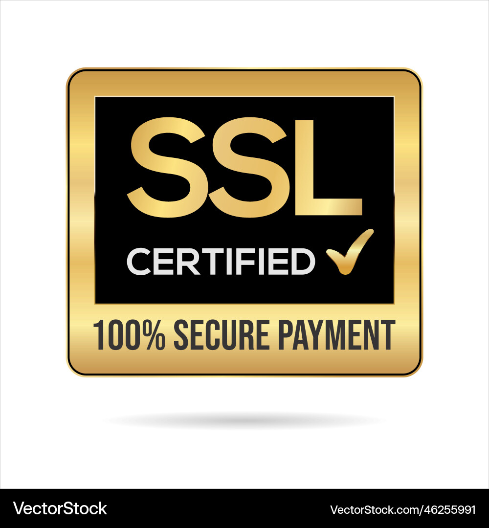 Ssl certified gold and black label 5 Royalty Free Vector