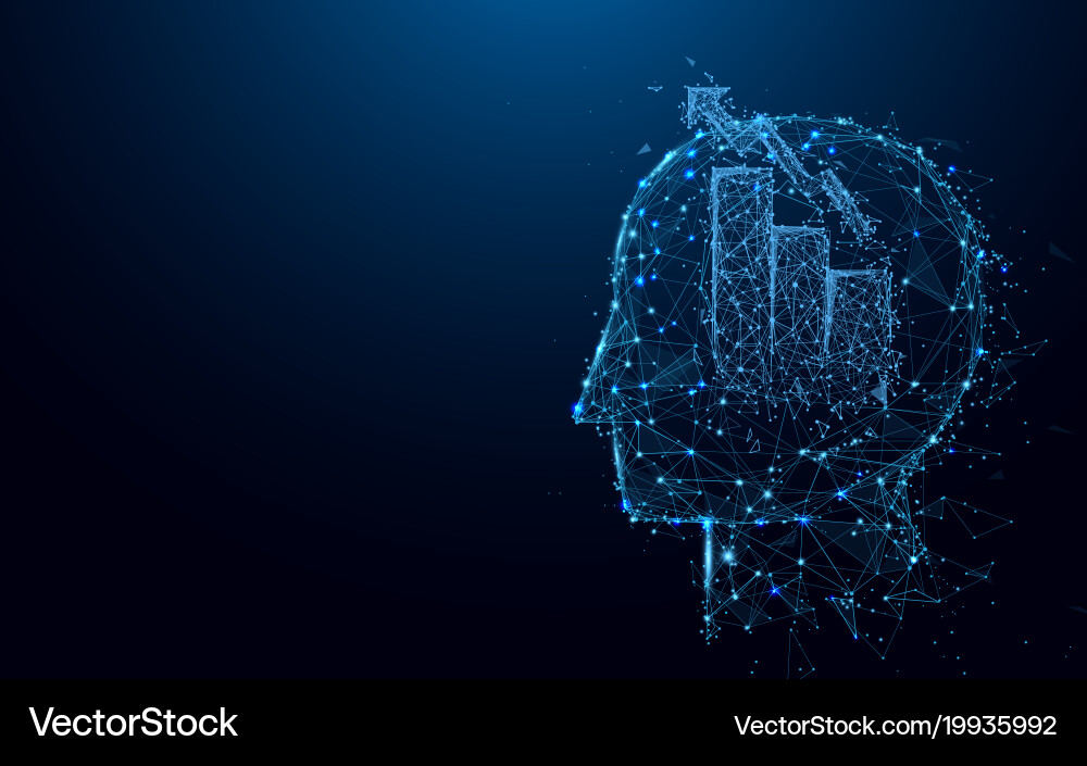 Abstract head with graph and chart bar symbol Vector Image