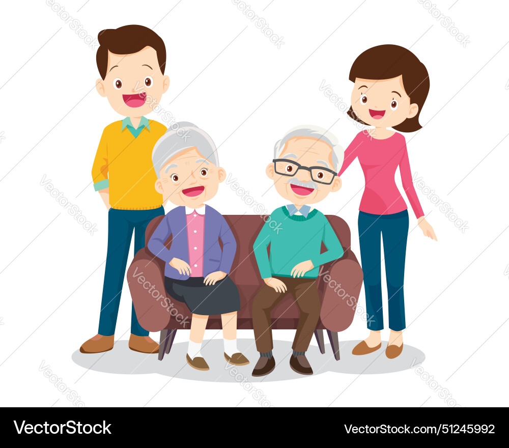 Big happy multi-generational family siblings Vector Image