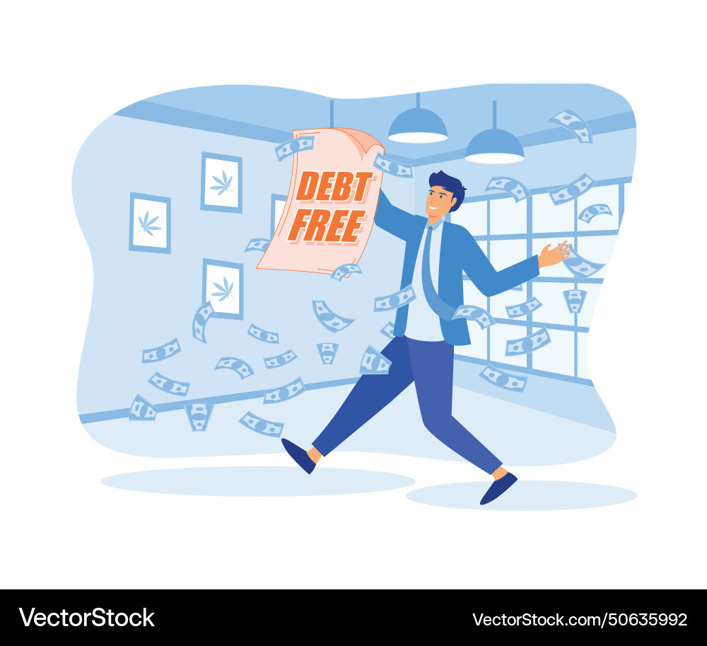 Businessman with debt free letter flat modern Vector Image