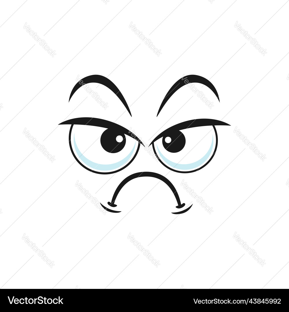 Cartoon face disgruntled or upset emoji Royalty Free Vector