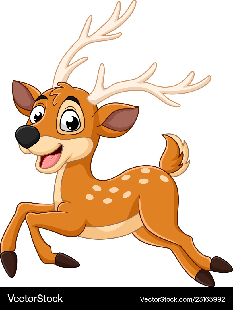 Cute Cartoon Deer Running Royalty Free Vector Image