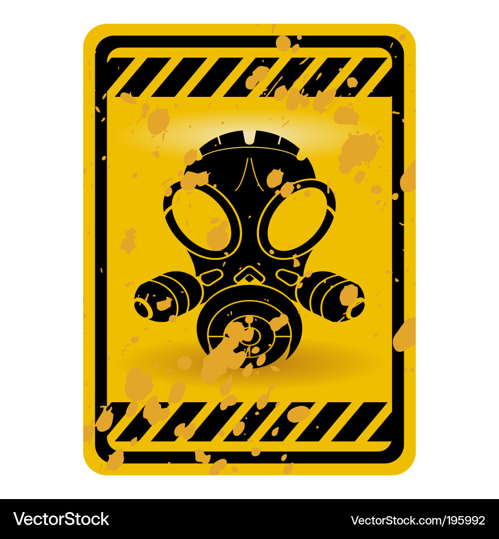 Gas mask warning sign Royalty Free Vector Image