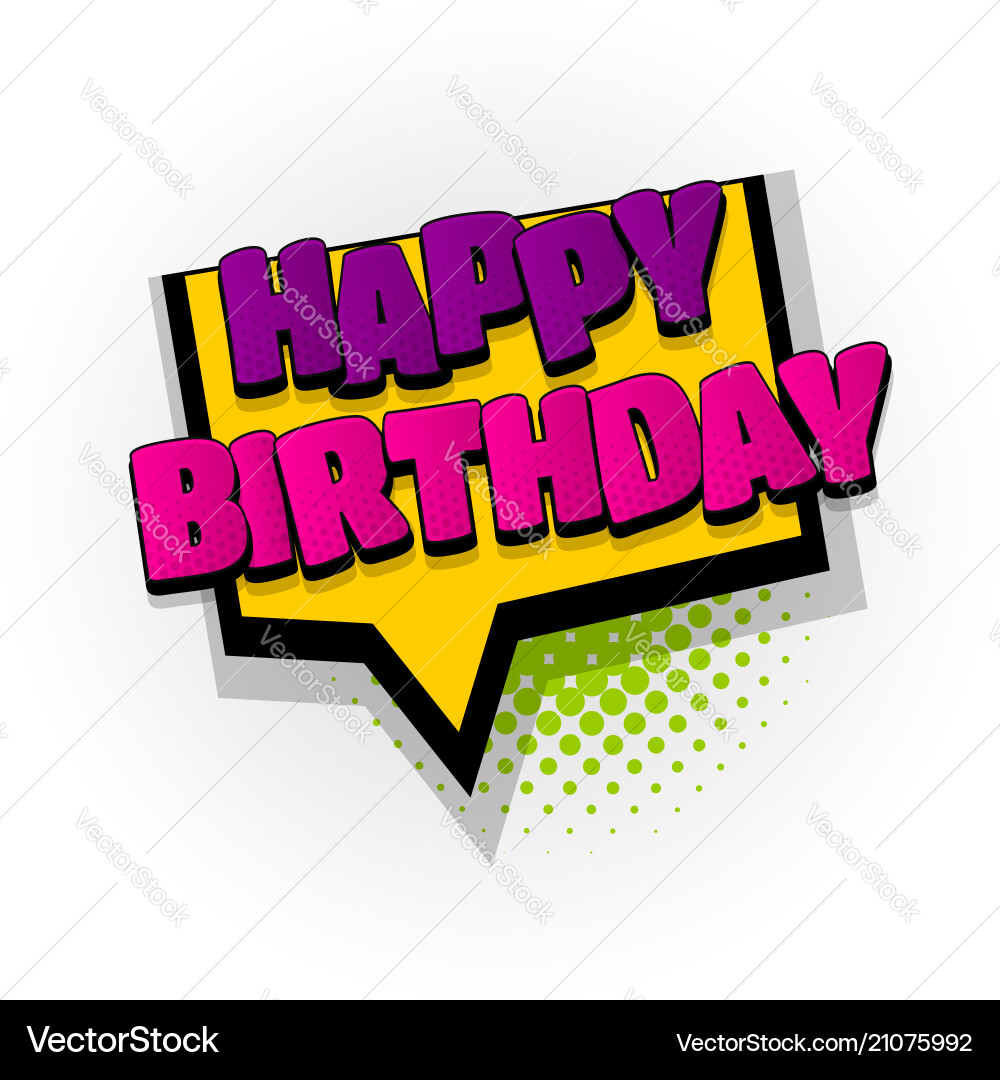 Happy birthday comic book text pop art Royalty Free Vector
