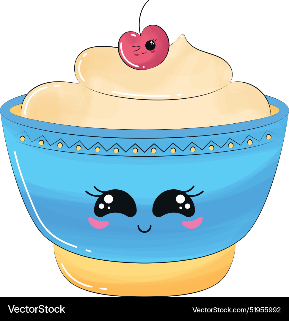 Happy cute bowl cartoon Royalty Free Vector Image