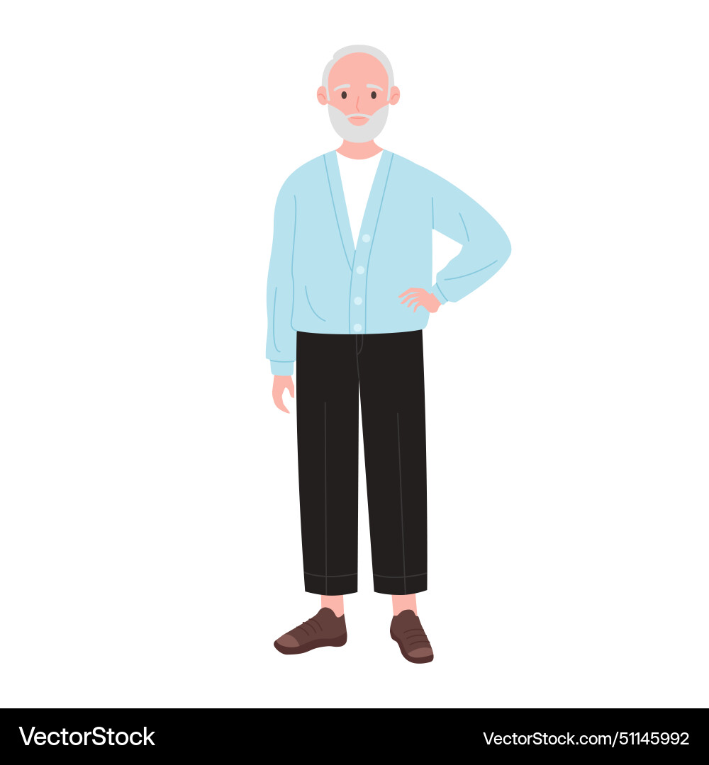 Old man with beard standing portrait Royalty Free Vector