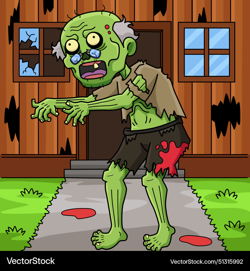 Old zombie colored cartoon Royalty Free Vector Image