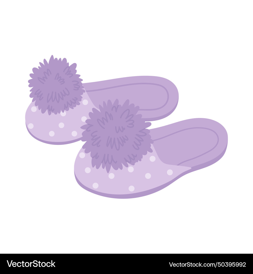 Purple home slippers with pompons Royalty Free Vector Image