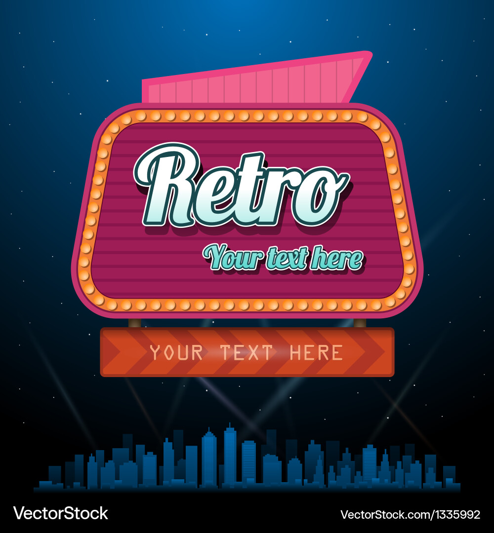 Retro motel sign with copyspace Royalty Free Vector Image