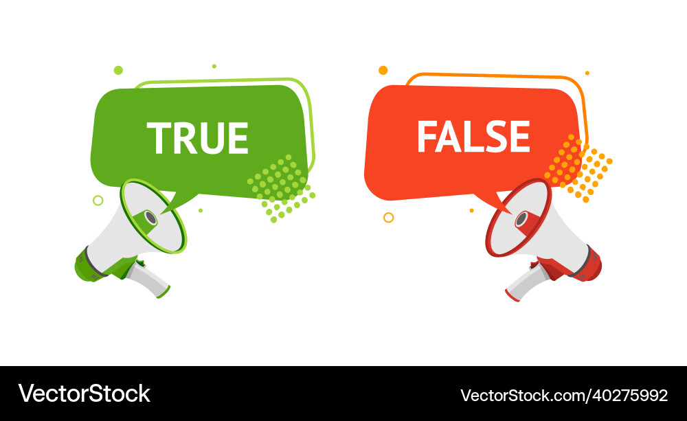 True and false concept which megaphone speech Vector Image