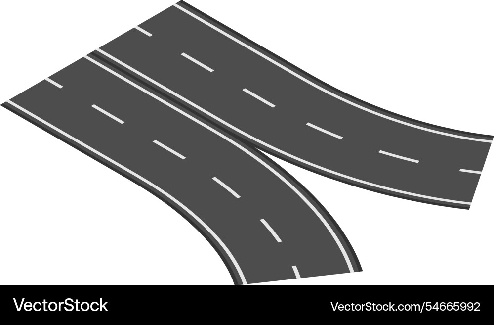Two winding roads are crossing and merging Vector Image
