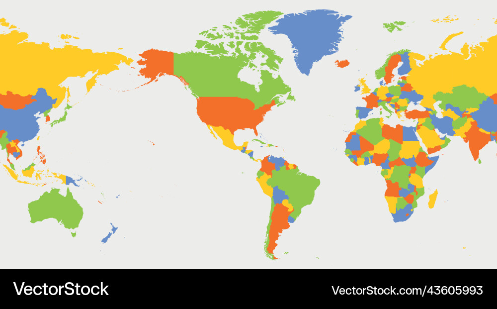America centered map of world Royalty Free Vector Image