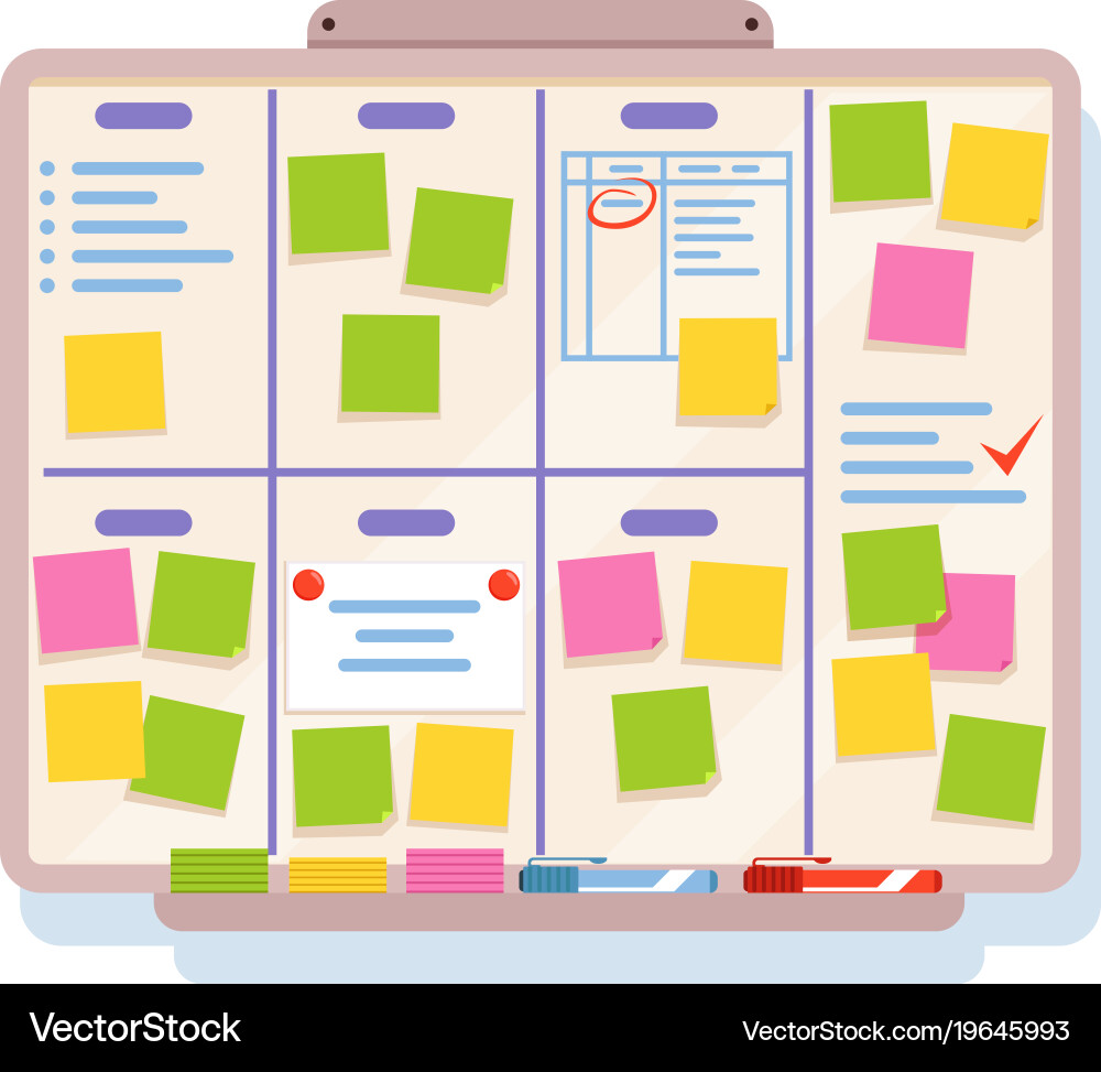 Board for planning with different tasks written Vector Image