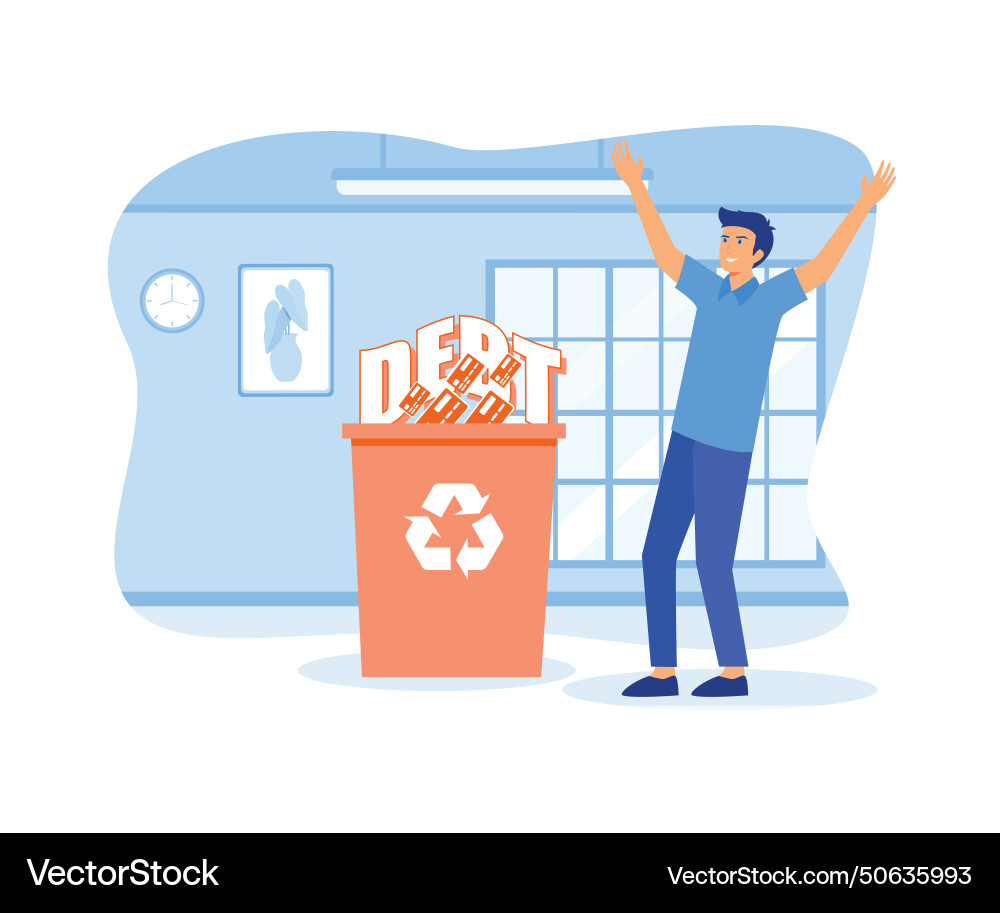 Businessman no debt rejected word Royalty Free Vector Image