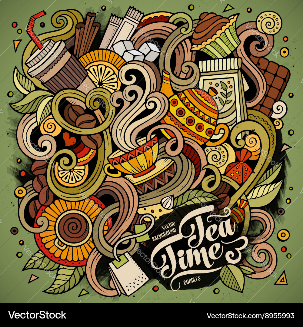 Cartoon doodles cafe coffee shop background Vector Image