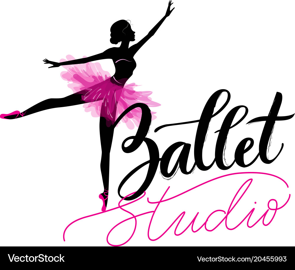 Dance studio logo with young ballerina Royalty Free Vector