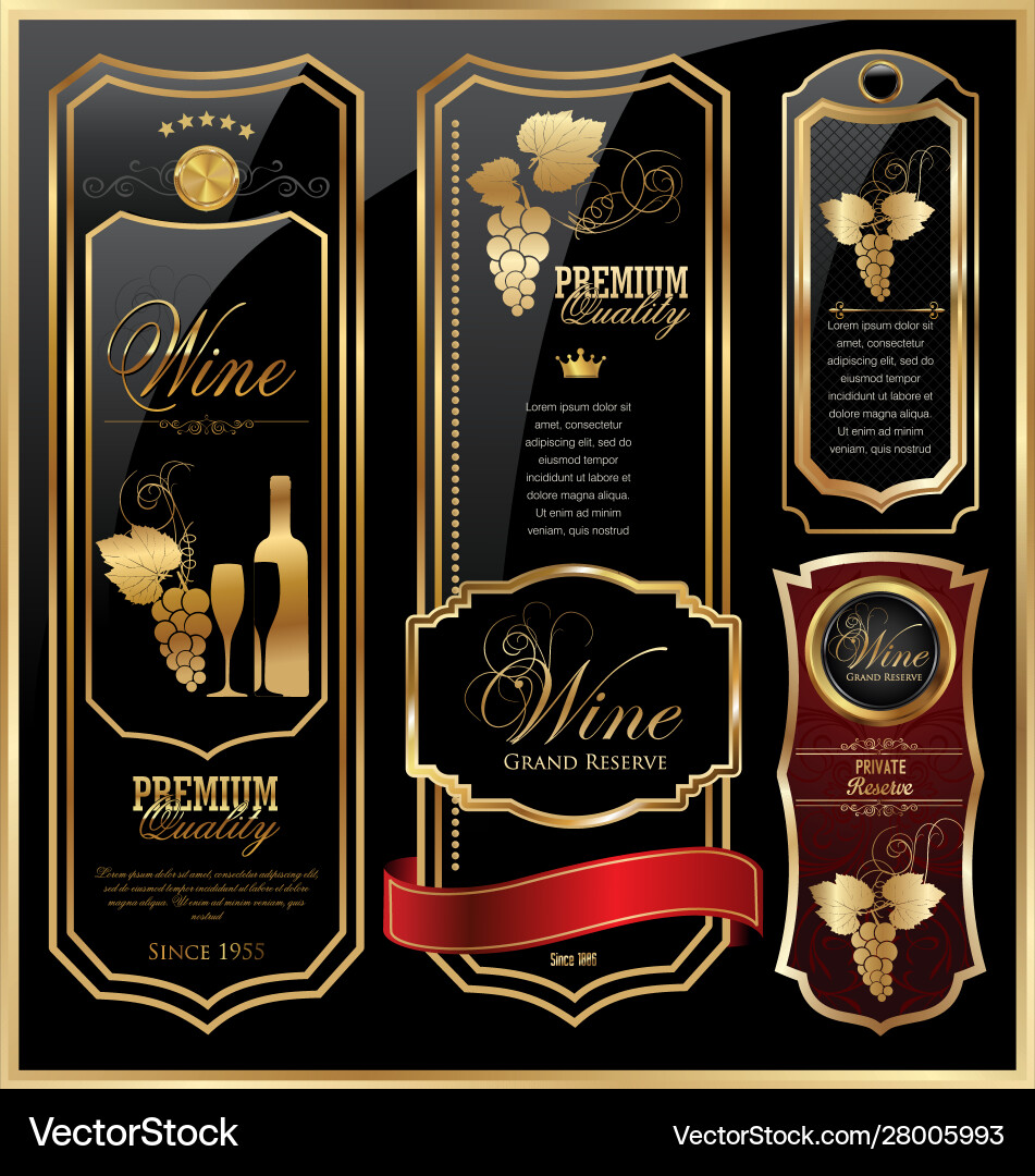 Elegant wine labels Royalty Free Vector Image - VectorStock