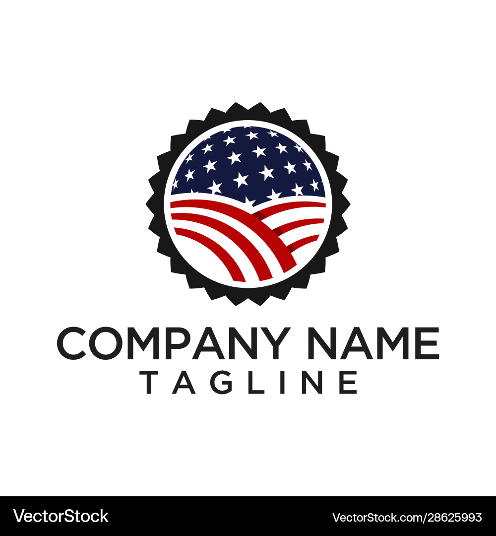 Emblem with us flag inside logo template Vector Image