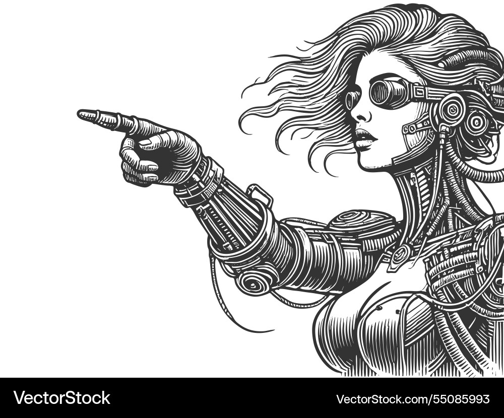 Futuristic cyborg woman with tech headgear Vector Image