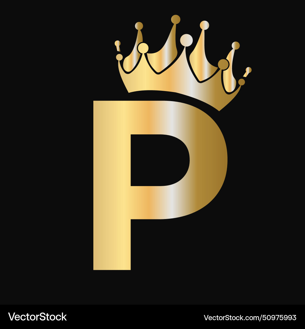 Letter p crown logo template royal logotype Vector Image