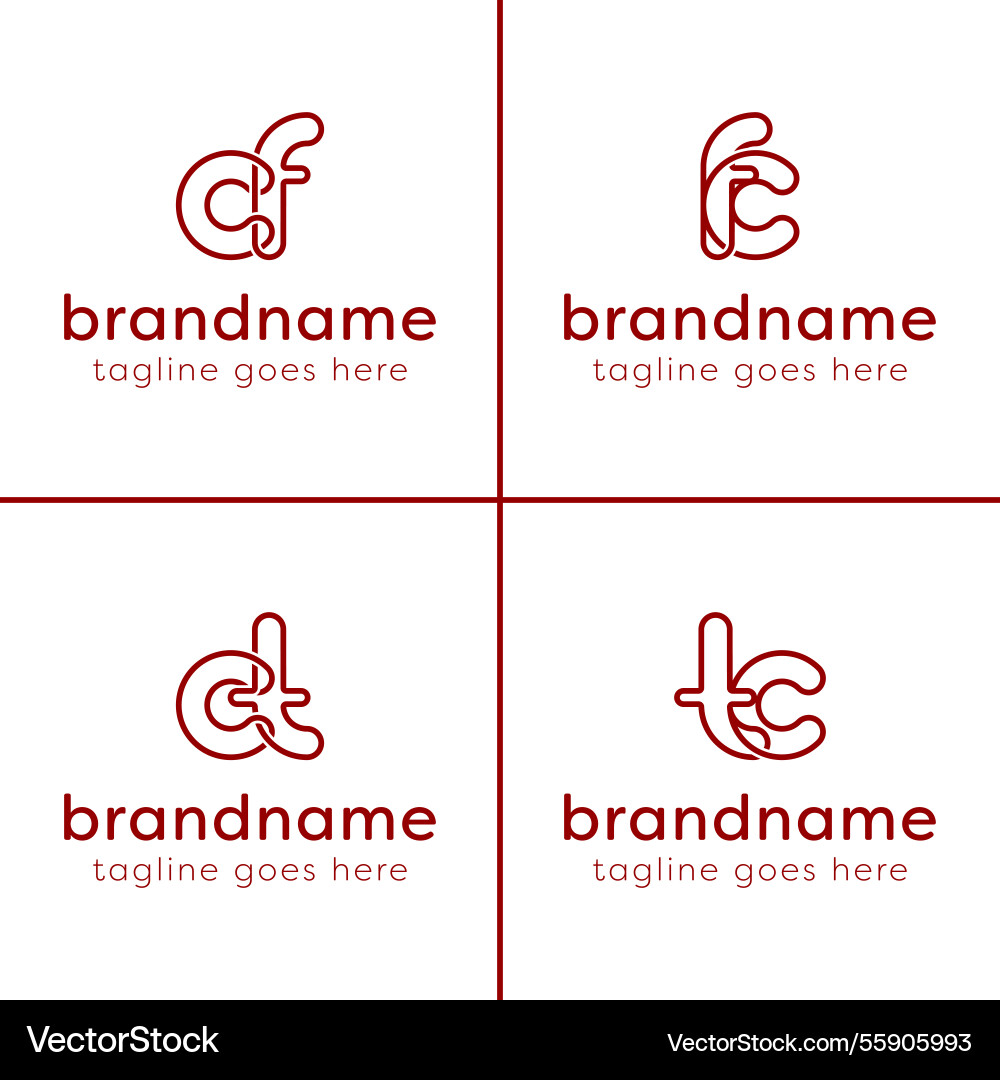 Letters cf fc ct tc monogram line logo suitable Vector Image