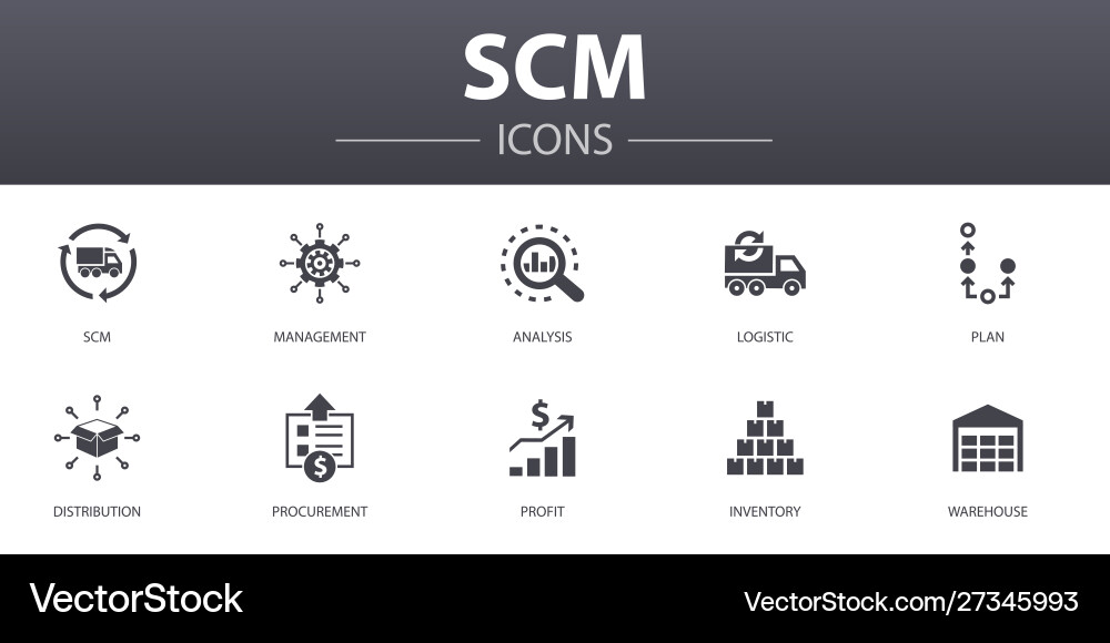 Scm simple concept icons set contains Royalty Free Vector