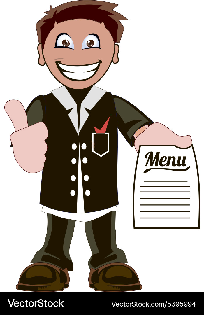 Cartoon waiter Royalty Free Vector Image - VectorStock