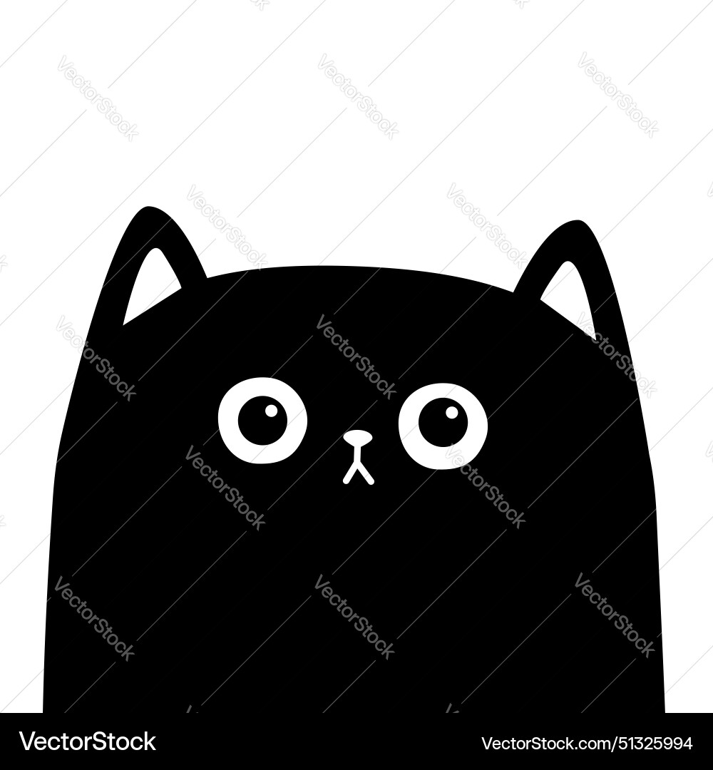 Cat sad face head silhouette black kitten kitty Vector Image