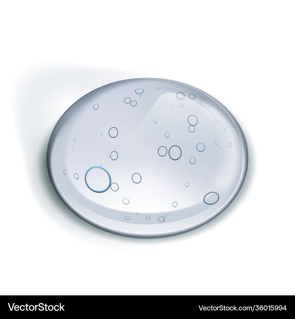 Clear liquid gel drop with bubbles on white back Vector Image