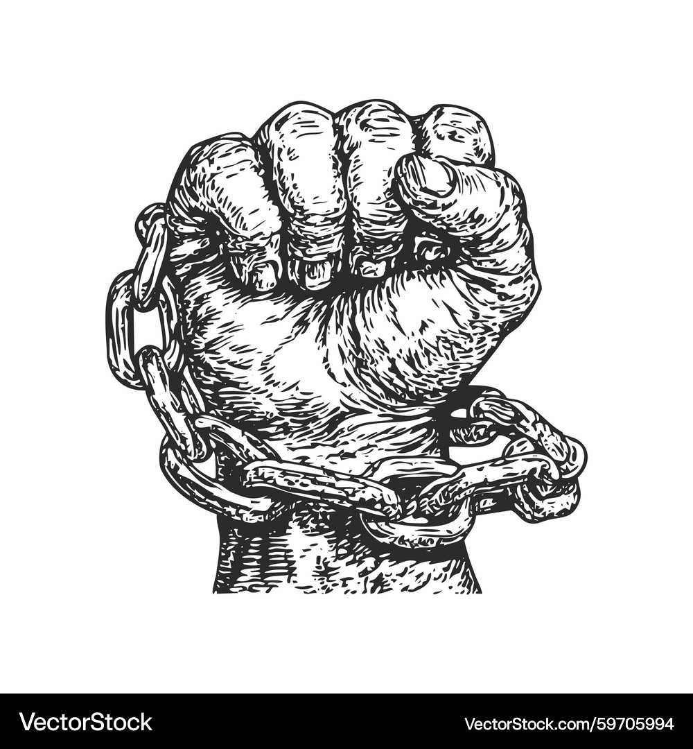 Clenched Fist Breaking Chains Royalty Free Vector Image