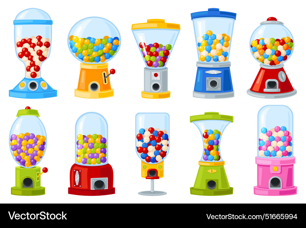 Gum ball vending machine round colored candies Vector Image