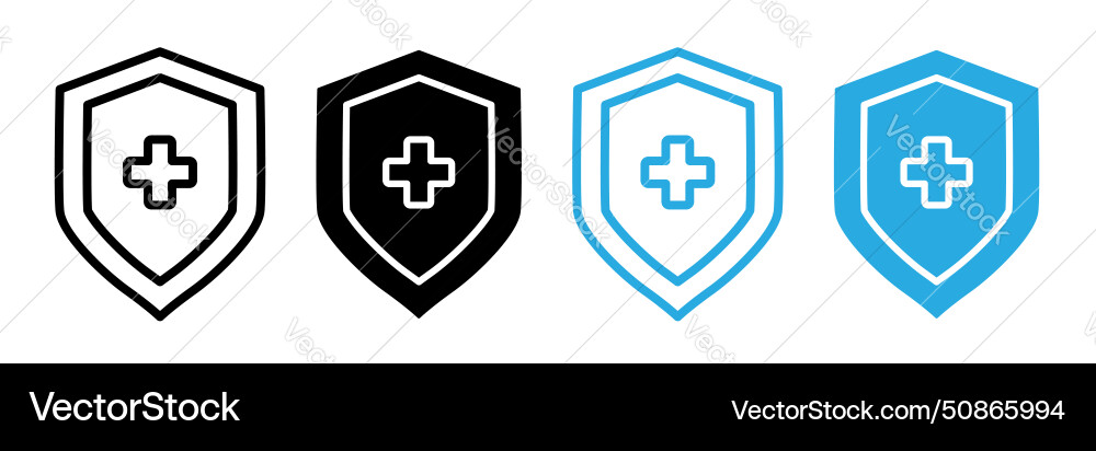 Immune guard icon set health shield system Vector Image