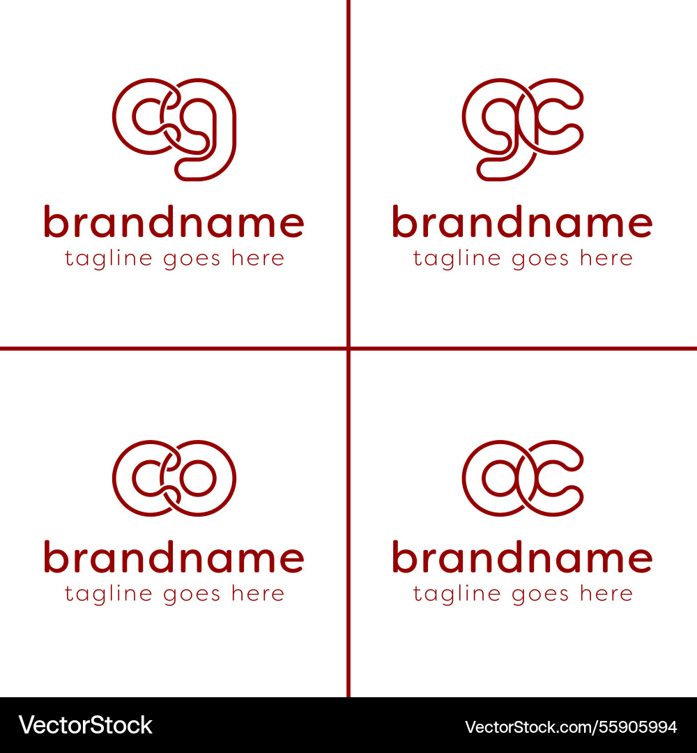 Letters cg gc co oc monogram line logo suitable Vector Image