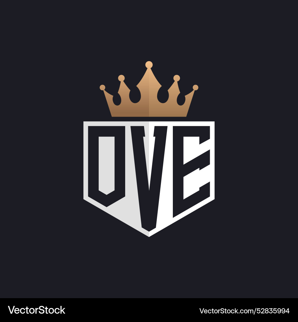 Luxury ove logo with crown elegant initials Vector Image