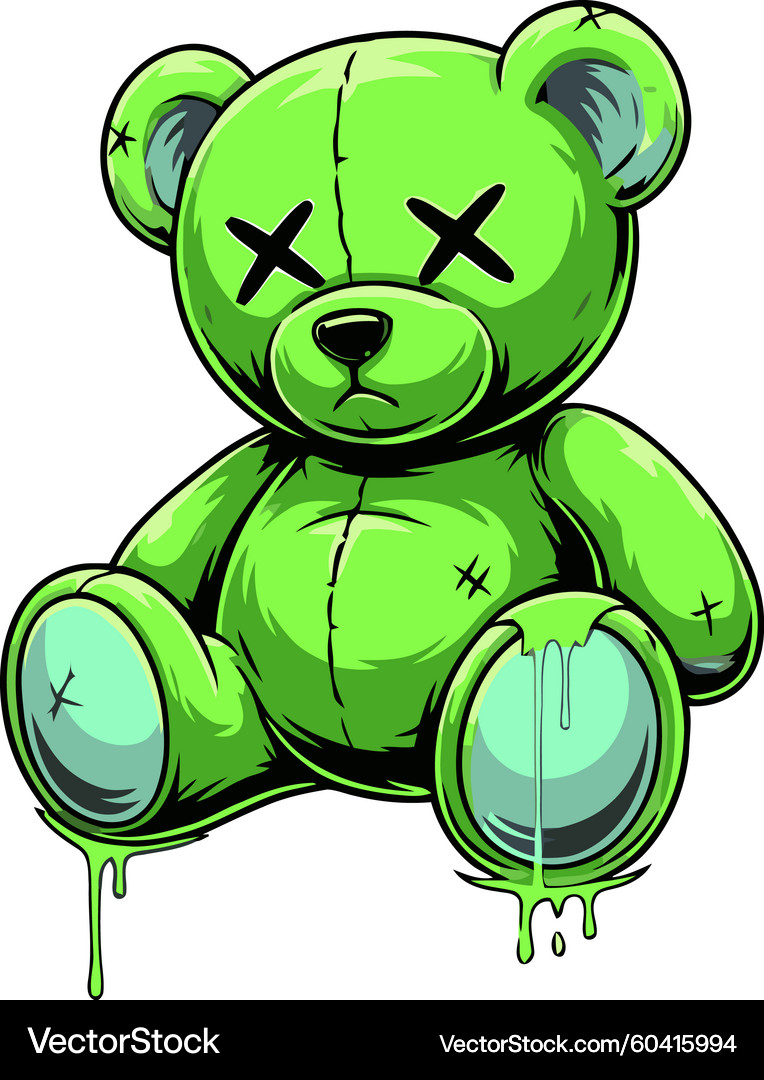 Neon Drip Teddy Bear – Royalty-Free Vector | VectorStock