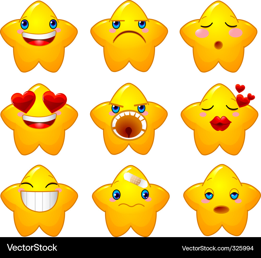 Smiling Stars Emoji Collection Royalty Free Vector Image