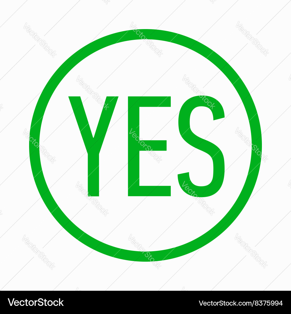 Yes in circle icon simple style Royalty Free Vector Image