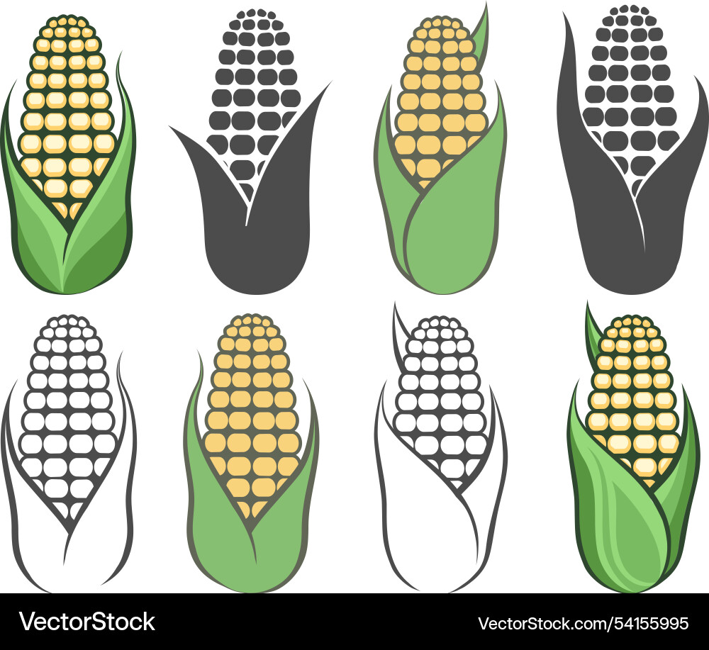 Corn cob icon set Royalty Free Vector Image - VectorStock