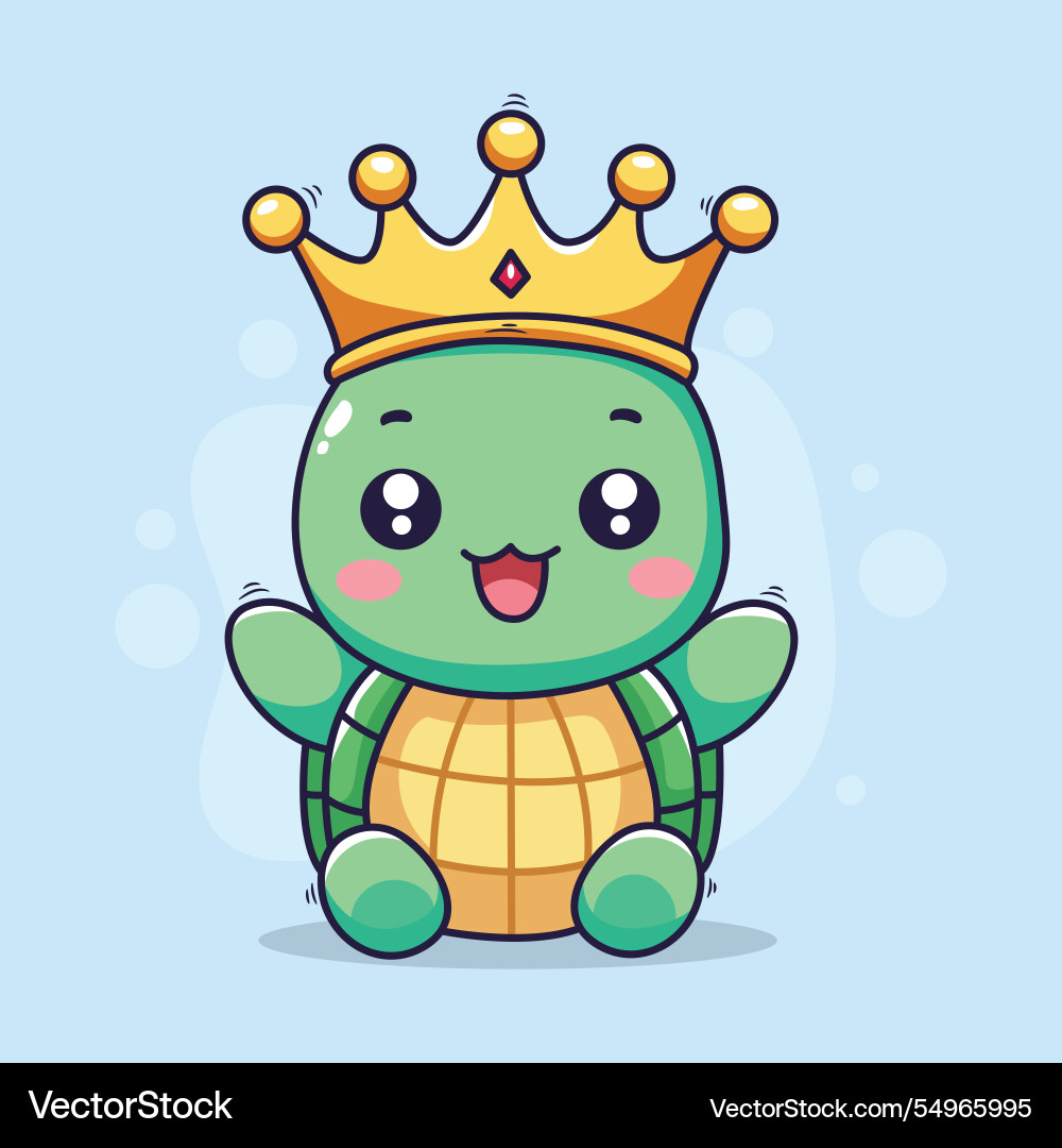 Cute turtle with crown kawaii cartoon Royalty Free Vector